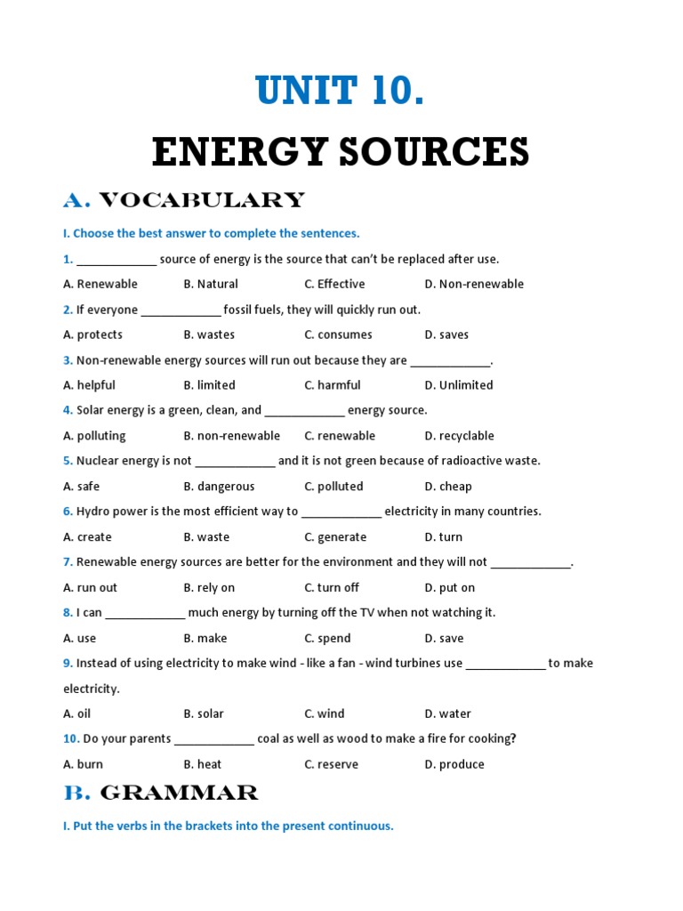 Unit 10. Energy Sources | PDF | Energy Development | Renewable Energy