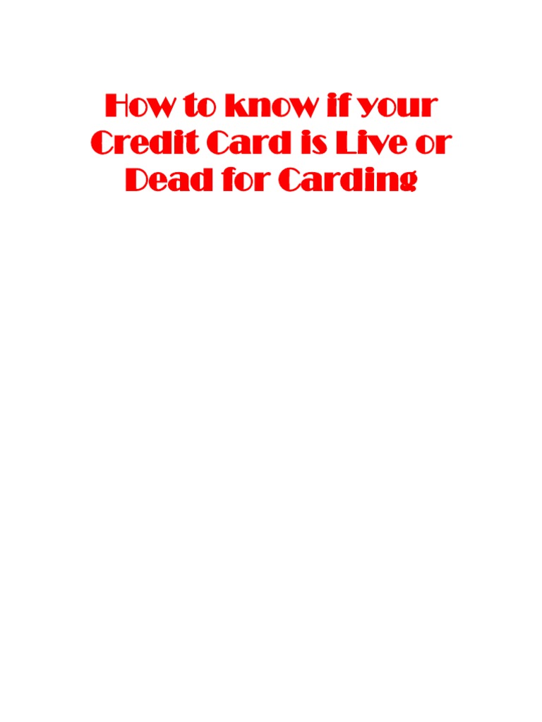 Credit Card Live or Dead Check Guide | PDF | Credit Card | Service ...