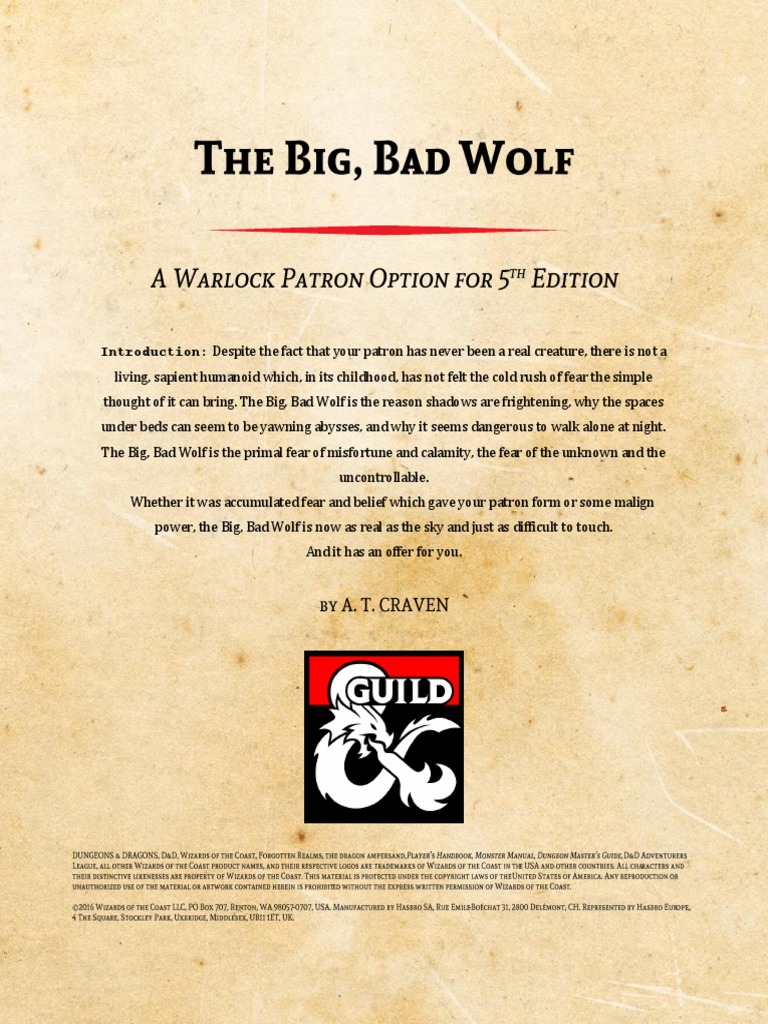 96482-Warlock - Big Bad Wolf - DMsGuild | PDF