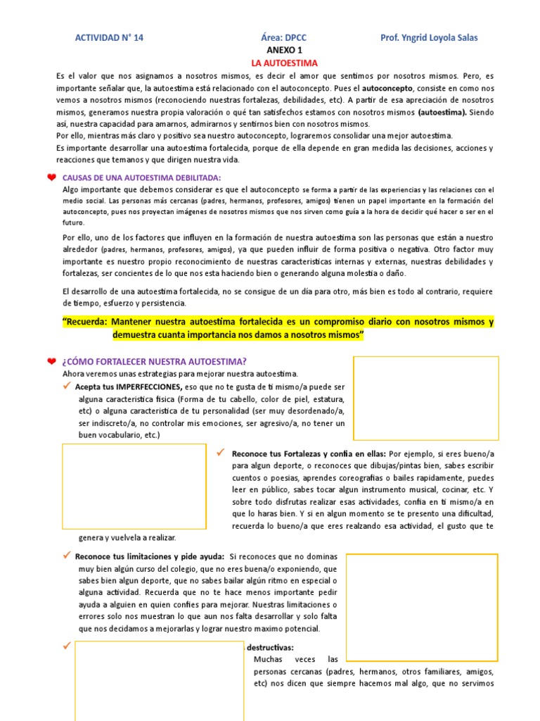 Anexo Act 14 DPCC - 3ro | PDF | Autoestima | Autoconcepto