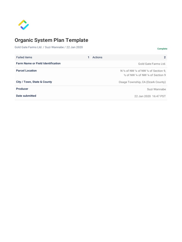 Organic System Plan Sample Report | PDF | Compost | Organic Farming