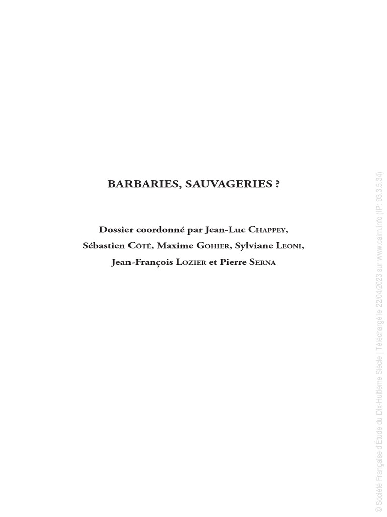 Barbarie et civilisation au XVIIIe siècle | PDF | Barbare | Civilisation