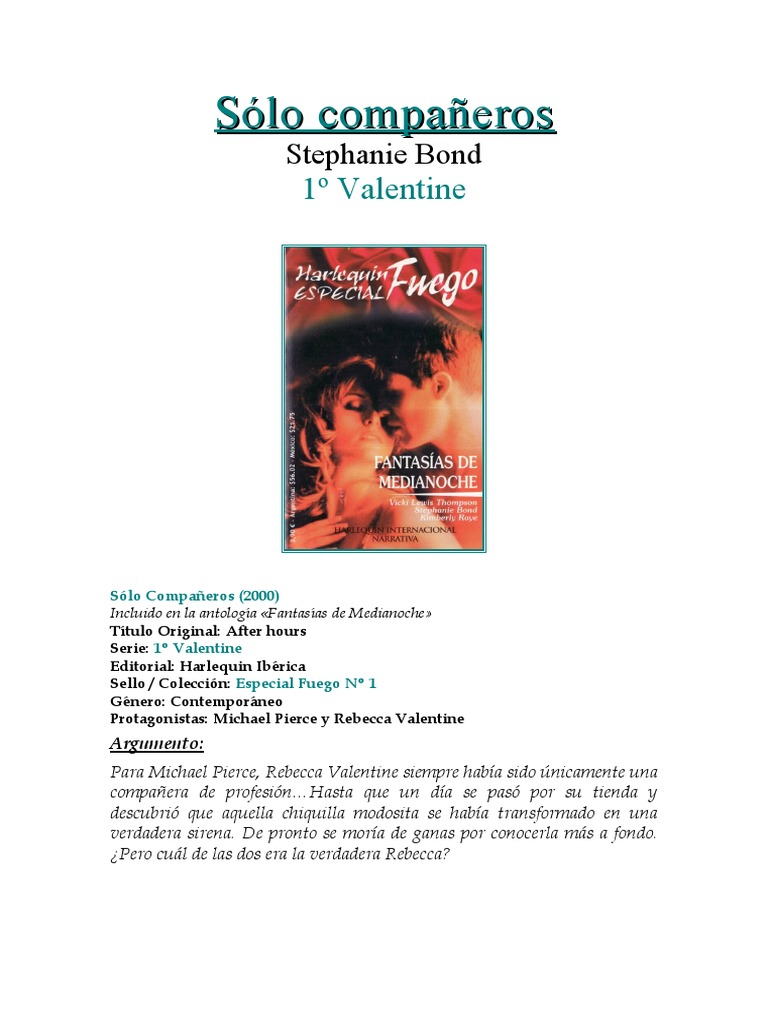 Bond Stephanie - Valentine 01 Solo Compañeros | PDF