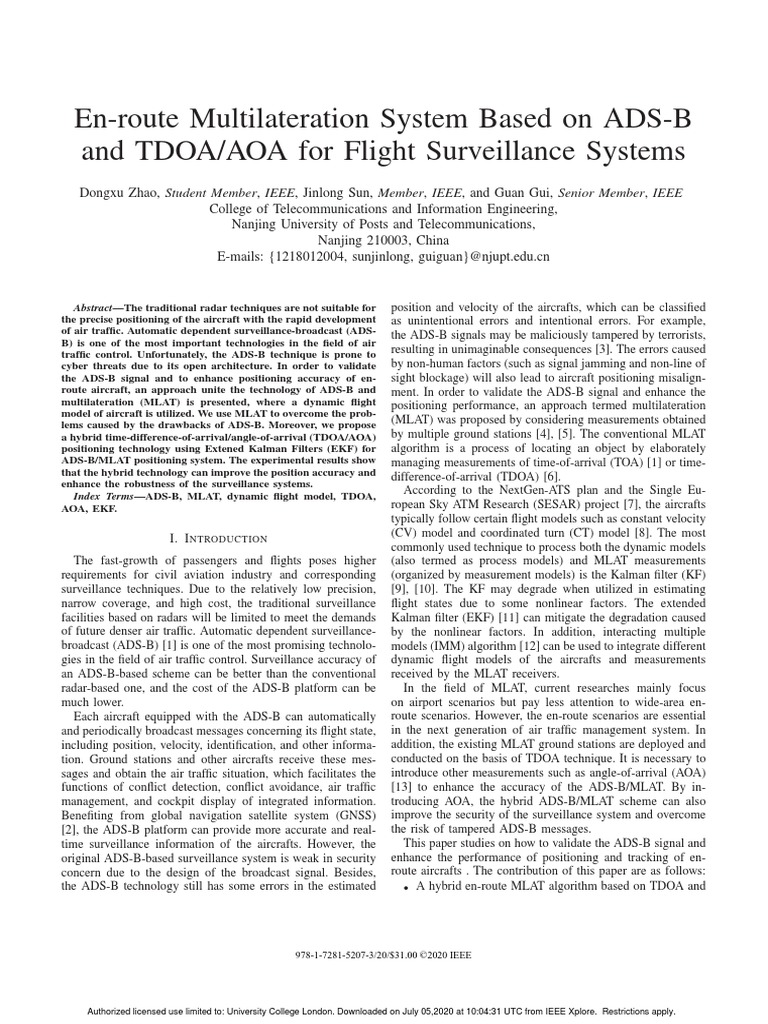 Paper - En-Route Multilateration System Based On ADS-B | PDF | Air ...