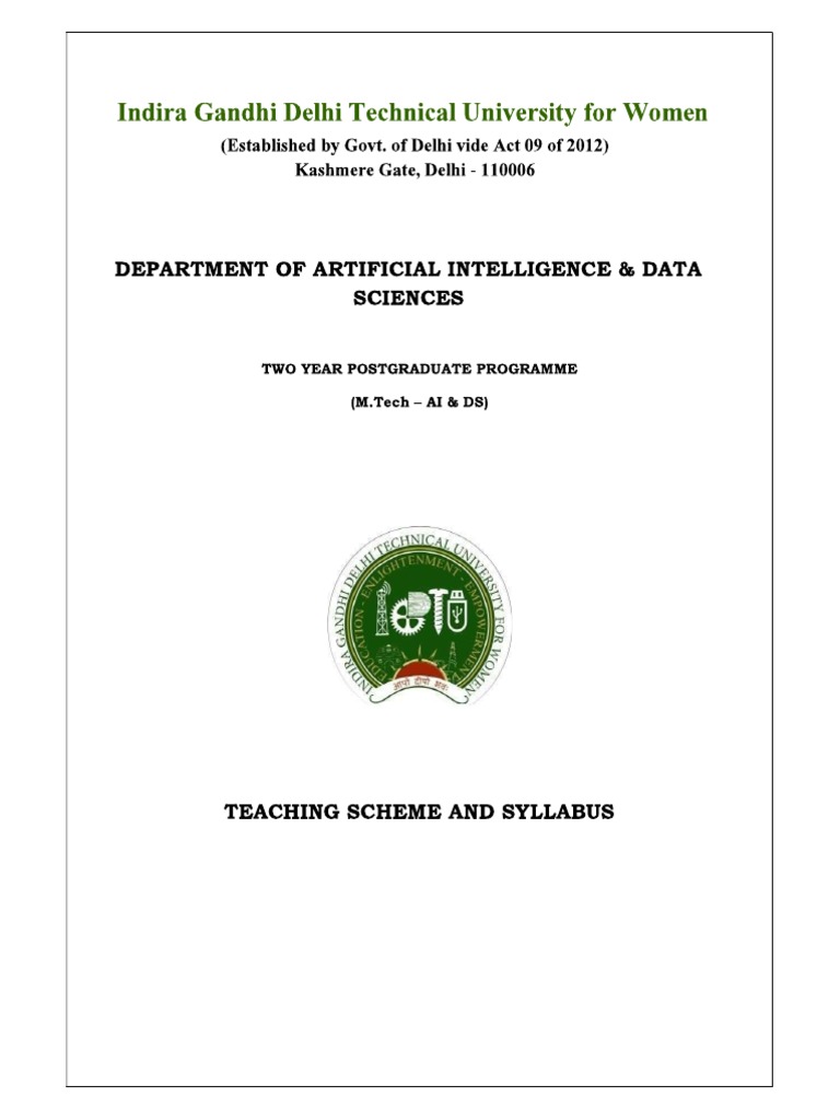 Teaching Scheme and Syllabus of M.Tech AI - DS-04-03-2023 | PDF | Machine Learning | Artificial ...