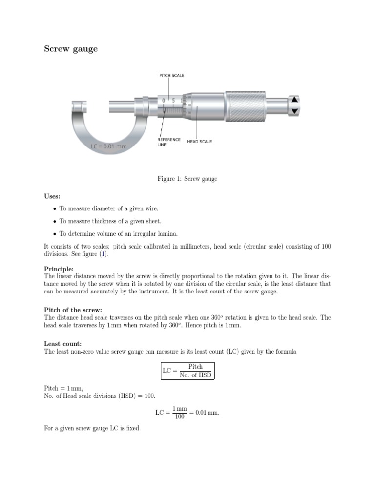 Screw Gauge Pdf Screw Metrology