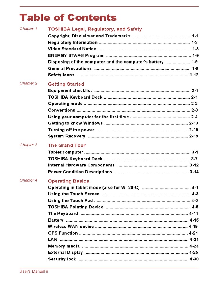 User Manual Toshiba Portégé Z20t-C (English - 145 Pages) | Download Free PDF | Computer Keyboard ...