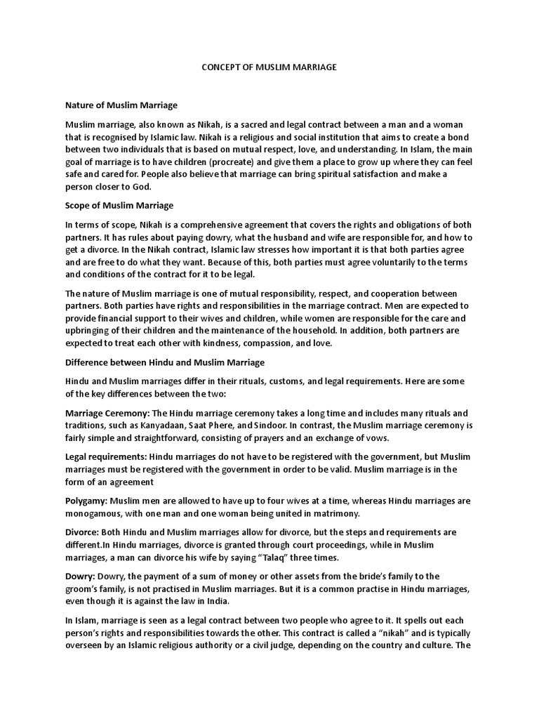 Concept of Muslim Marriage | PDF | Marriage | Wife