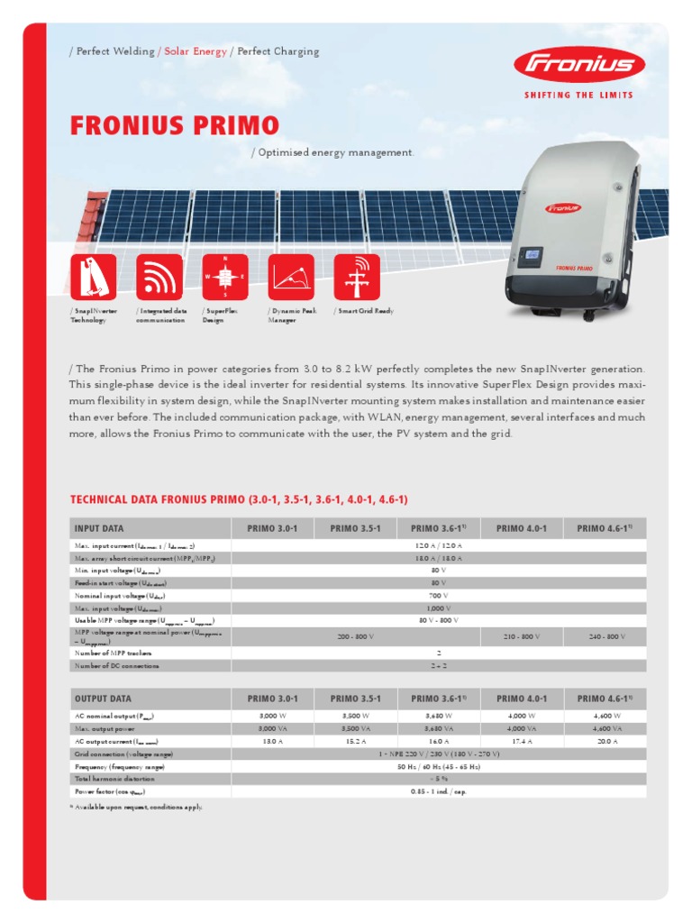 Fronius Primo Inverter Brochure | PDF | Electrical Engineering ...