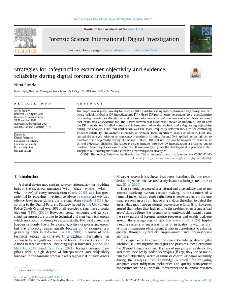 6. Strategies for safeguarding examiner objectivity and evidence ...