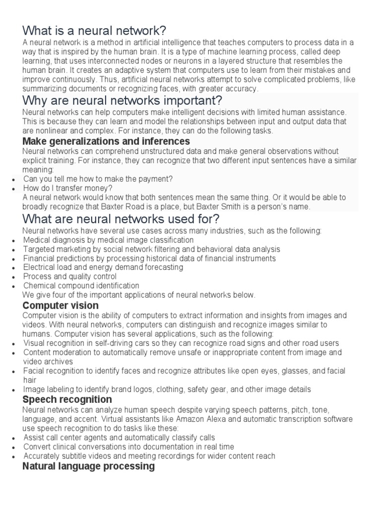 Neural Networks: Uses and Types | PDF | Artificial Neural Network ...