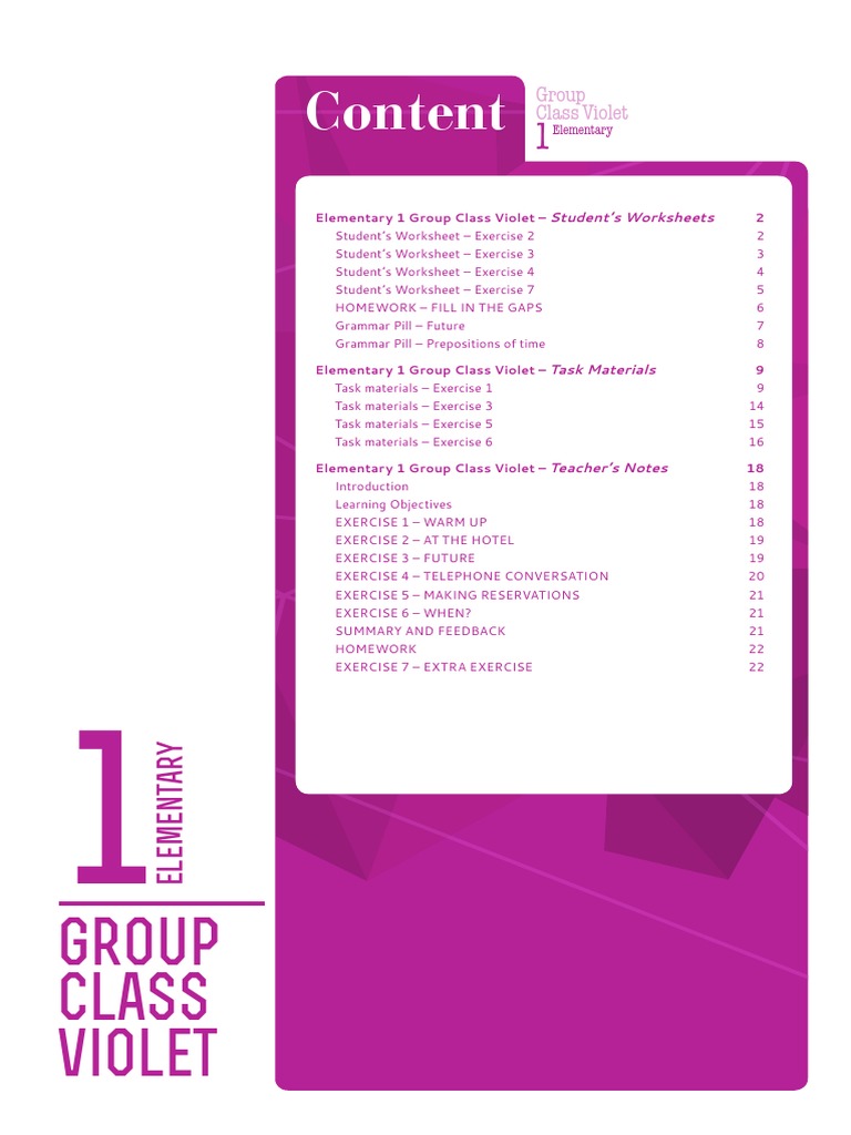 INT GC 04 Elementary 1 Violet - Pack | PDF | Hotel | Workweek And Weekend