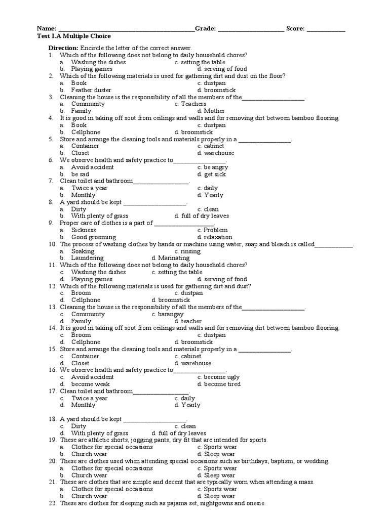 TLE Quiz | PDF | Clothing | Sewing