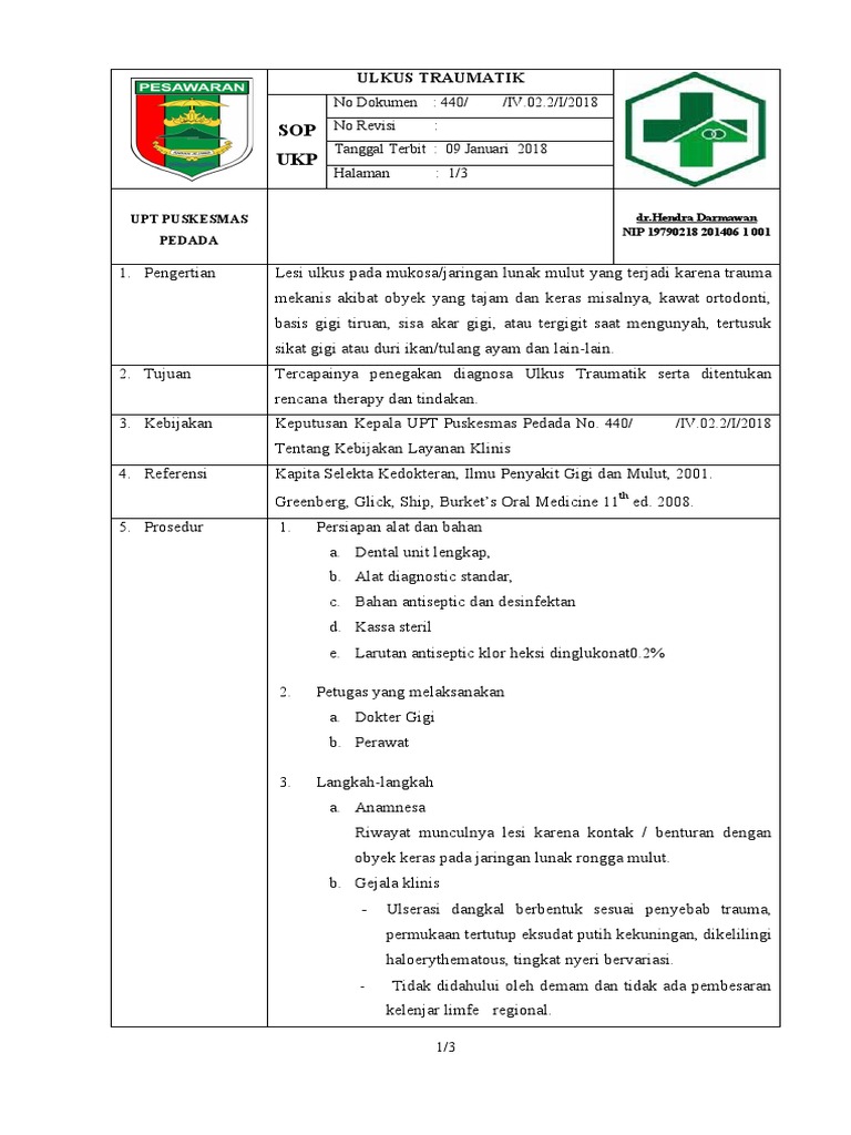 Ulkus Traumatik | PDF