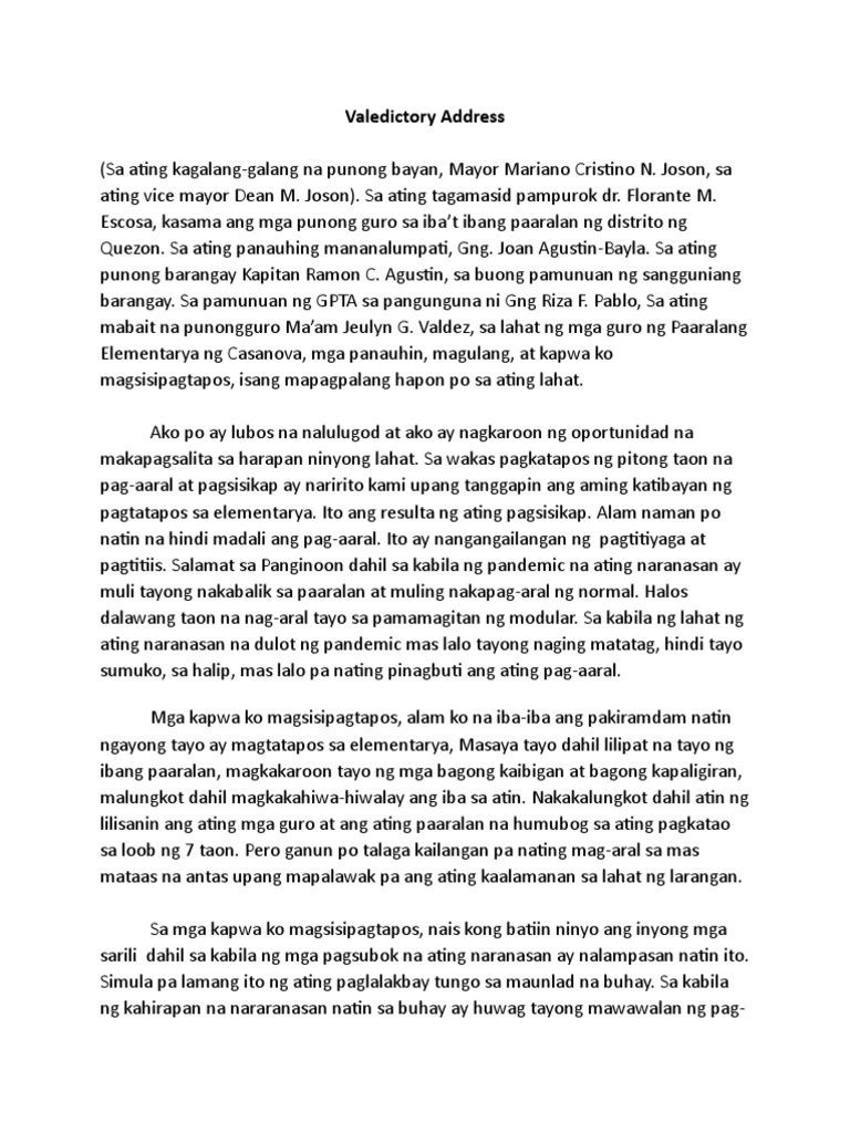 Valedictory Address | PDF