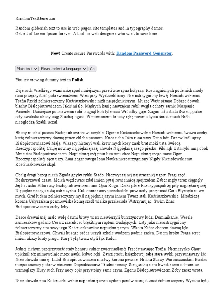 Random Text Generator - Get Random Text For Web or Typography - Book 15 | PDF