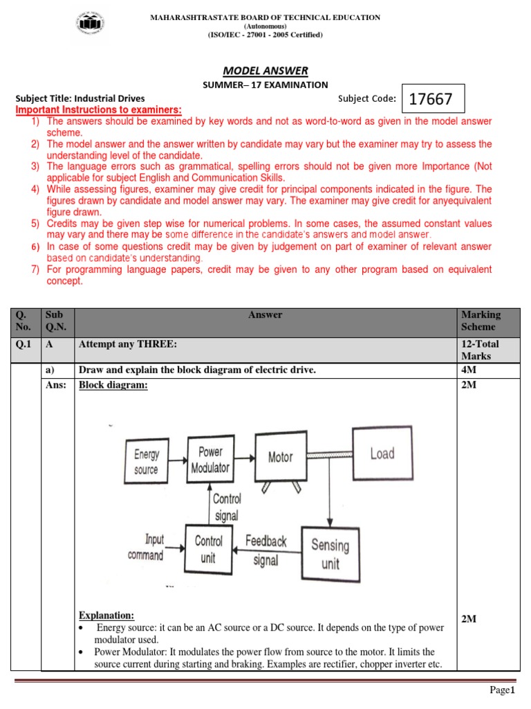 2017 Summer Model Answer Paper | PDF | Power Inverter | Electric Motor