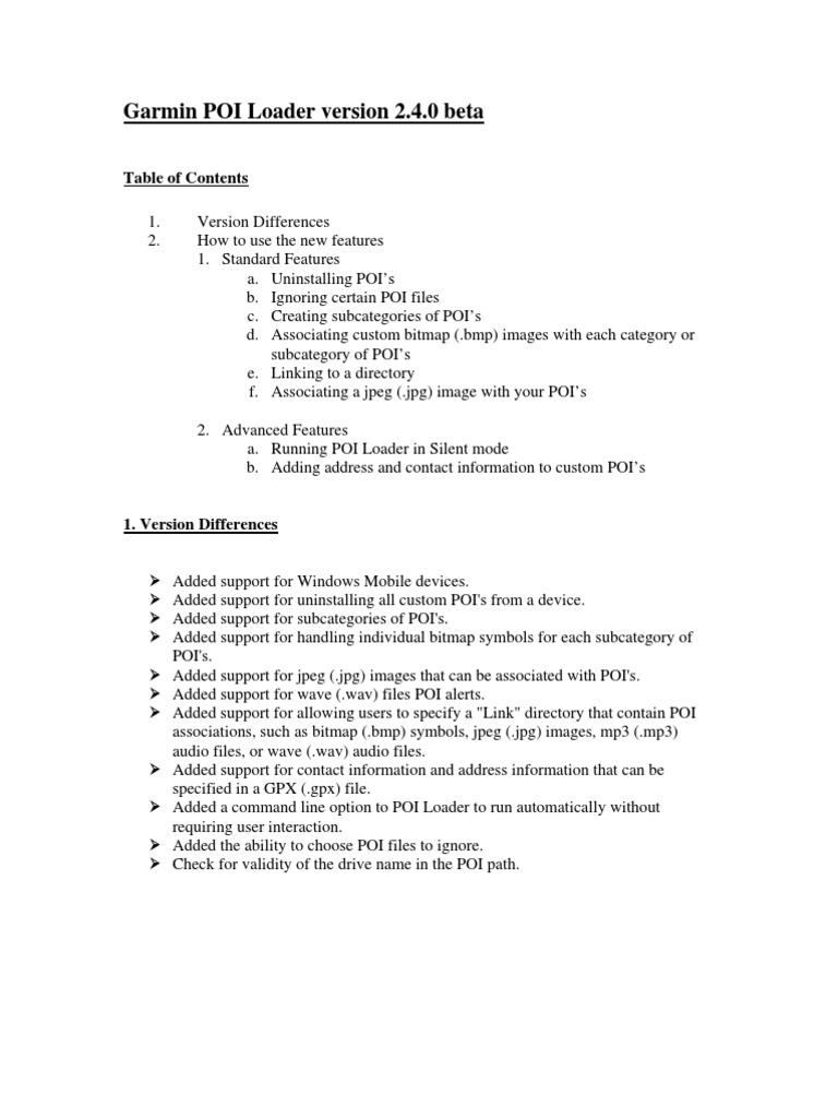 Garmin POI Loader Version 2.4.0 Beta | PDF | Computer File | Operating ...