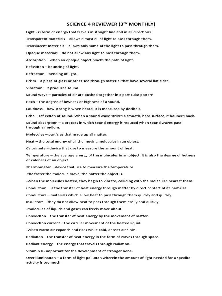 SCIENCE 4 W Answers | PDF | Science & Mathematics