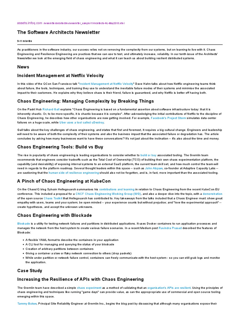 Issue 10 - Chaos Engineering. Case Study - Increasing The Resilience of APIs With Chaos ...