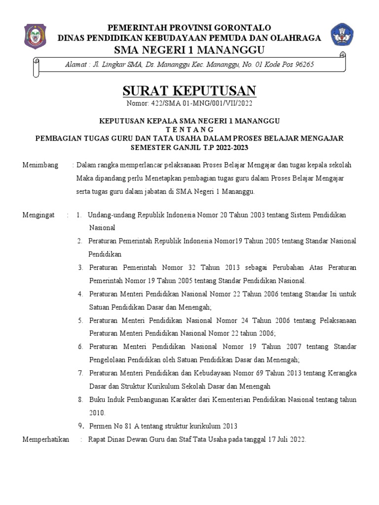 1 SK TUGAS Semester Genap 2021-2022 | PDF