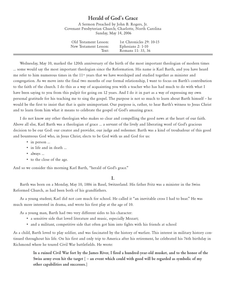 Herald of God's Grace | PDF | Karl Barth | The Gospel