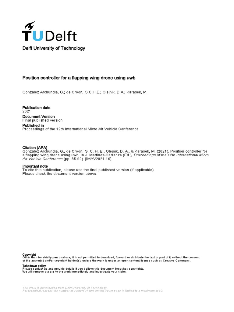 Position Controlling of A Flapper Drone Using UWB | PDF | Inertial ...