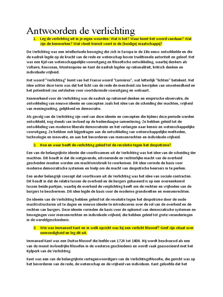 Antwoorden de Verlichting | PDF