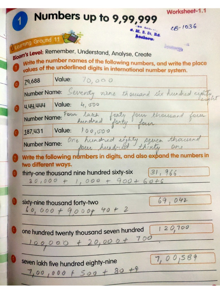 Maths Workbook Class IV | PDF