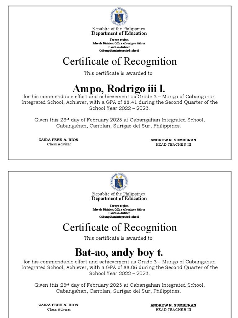 2020 DepEd Official Certificate Templates | PDF | Government | Philippines