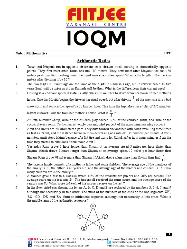Ioqm by Fiitjee | PDF | Logarithm | Polynomial