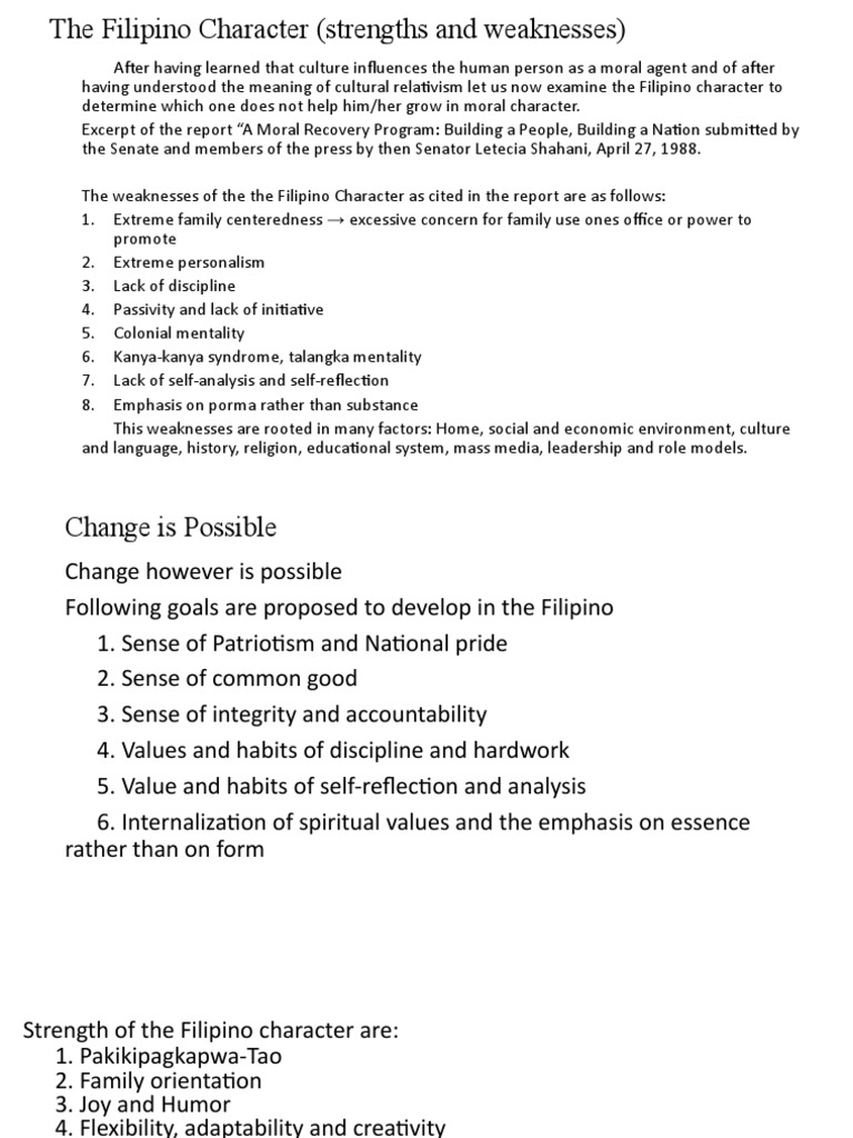 The Filipino Character and Universal Values | PDF | Psychology ...