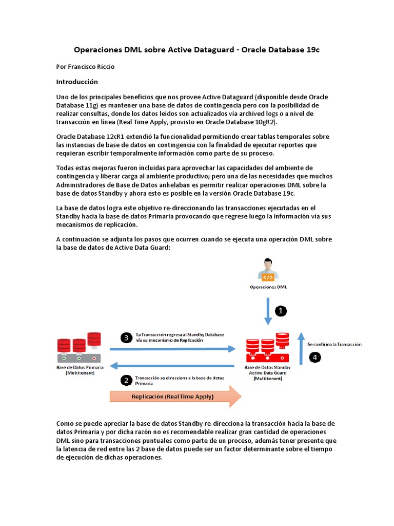 Operaciones DML Sobre Active Dataguard - Oracle Database 19c - 30032019 | PDF | Bases de datos | SQL