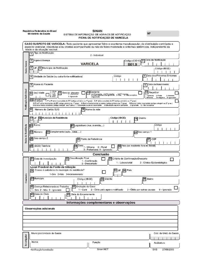 Ficha Varicela | PDF