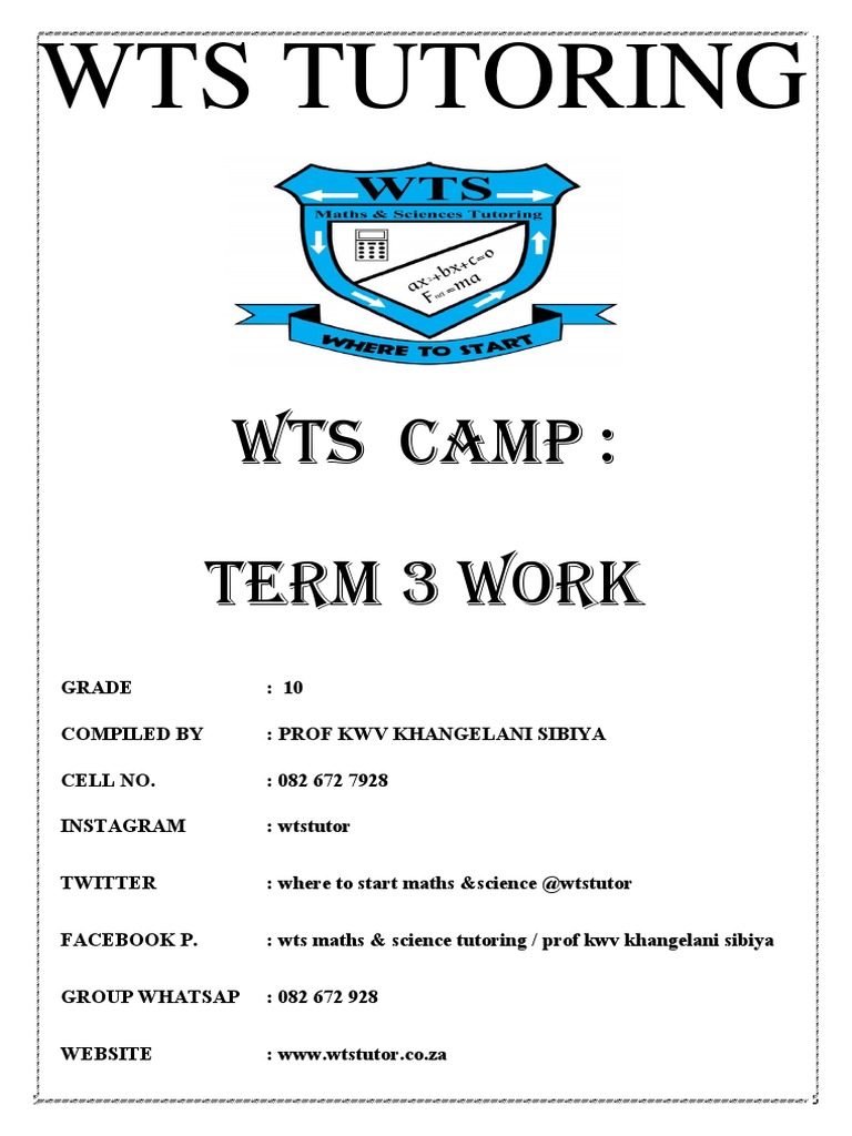 Grade 10 Physical Science Term 3 Camp | PDF | Workweek And Weekend ...