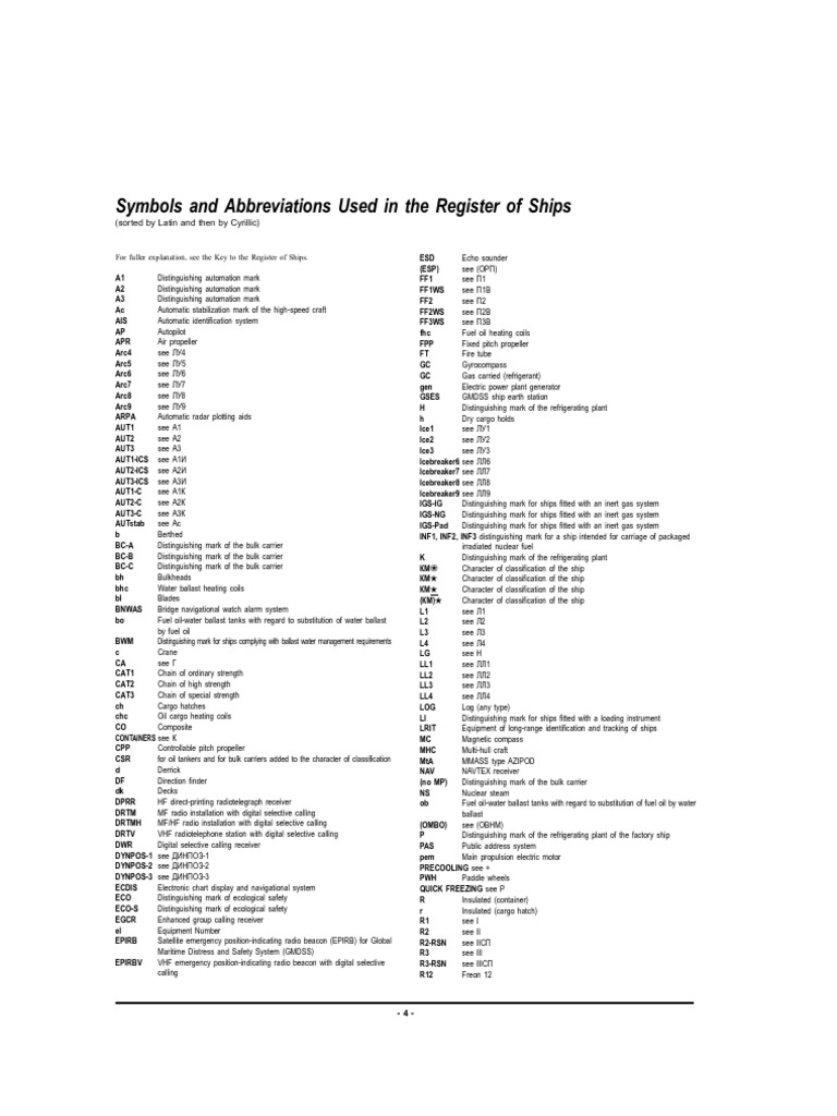 RMRS Class Symbols | PDF | Water Transport | Ships