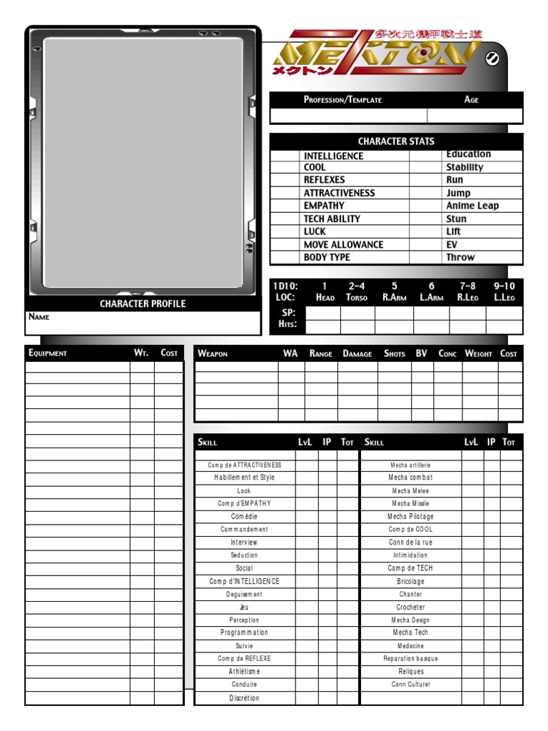 Mekton Z Fiche Perso | PDF