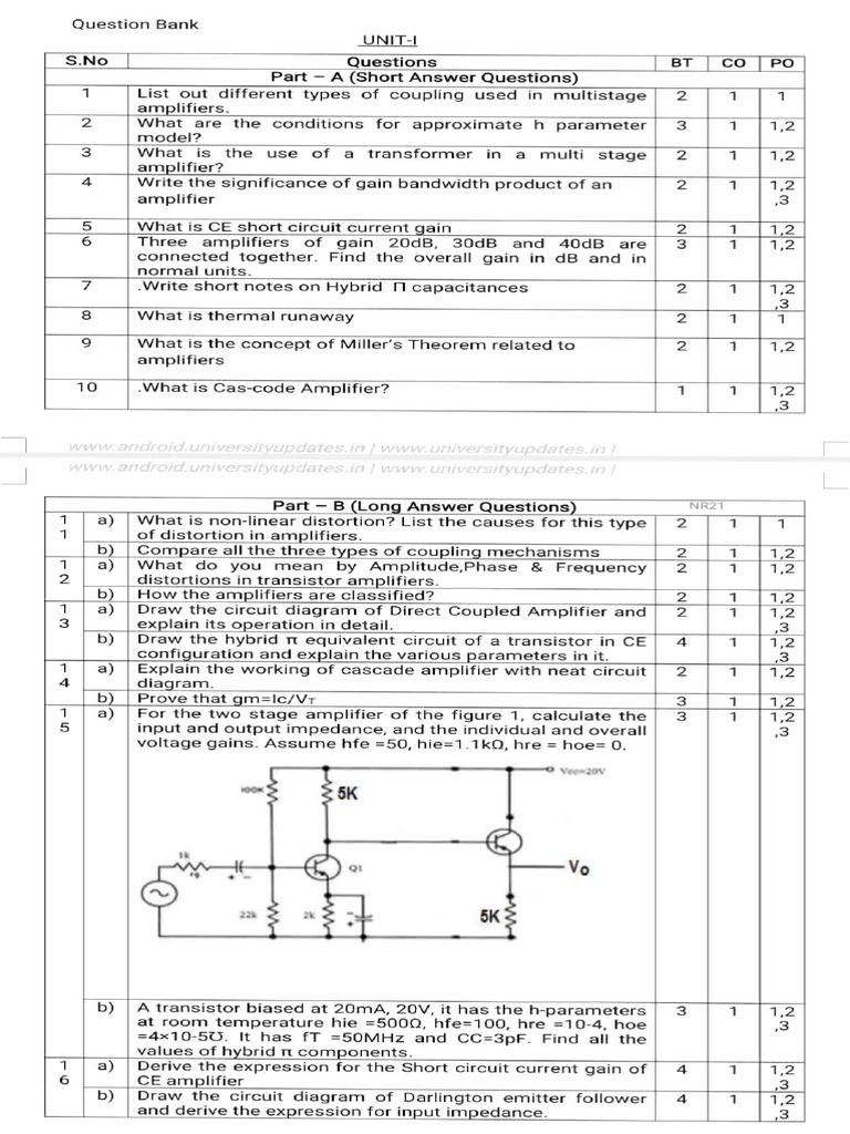 Eca Question Bank | PDF | Amplifier | Electronic Oscillator
