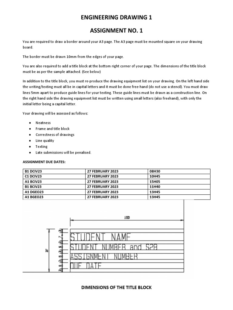 Engineering Drawing Assignment 1 | PDF | Technology & Engineering