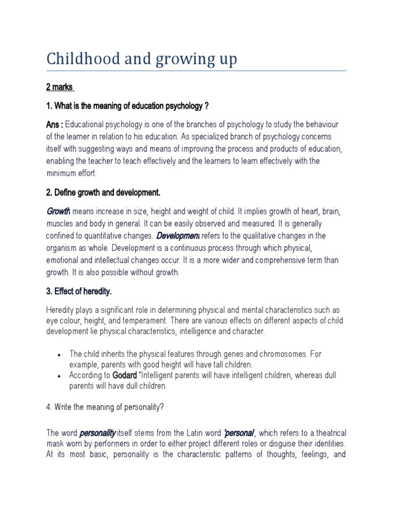 Childhood and Growing Up | PDF | Individualized Education Program ...