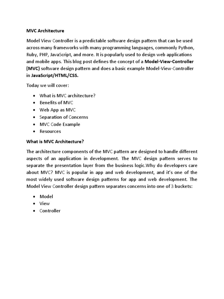 Mvc Architecture Pdf Model View Controller Web Application