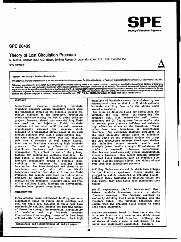 SPE Paper 20409 - Theory of Loss C | Download Free PDF | Fracture ...