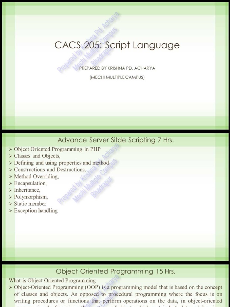 Unit 3 Object Oriented Php Partial Pdf