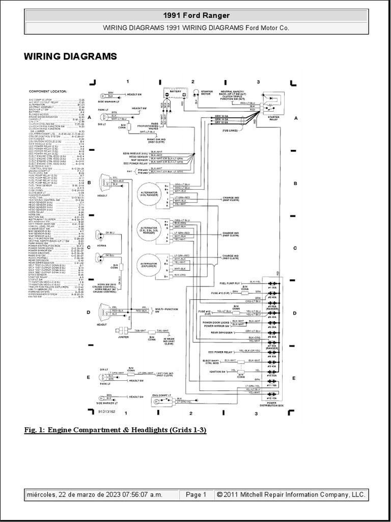 Ford Ranger 1991 Wiring Diagrams | PDF | Wheeled Vehicles | Car ...