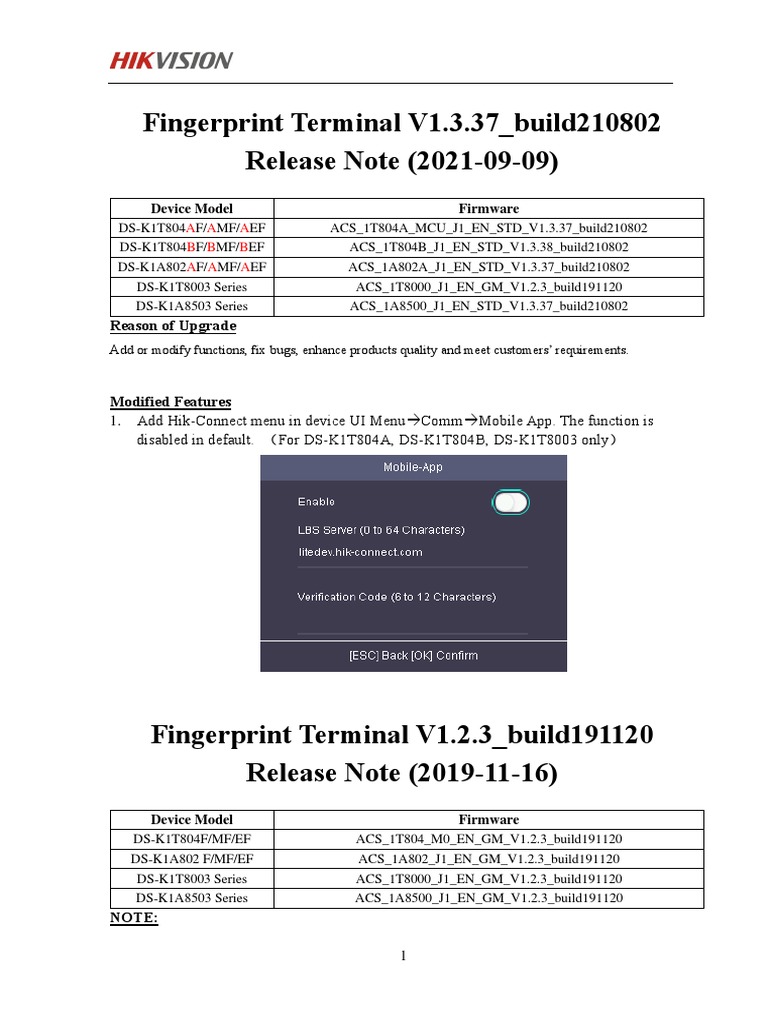 Fingerprint Terminal V1.3.38 - Build210802 Release Note | Download Free ...