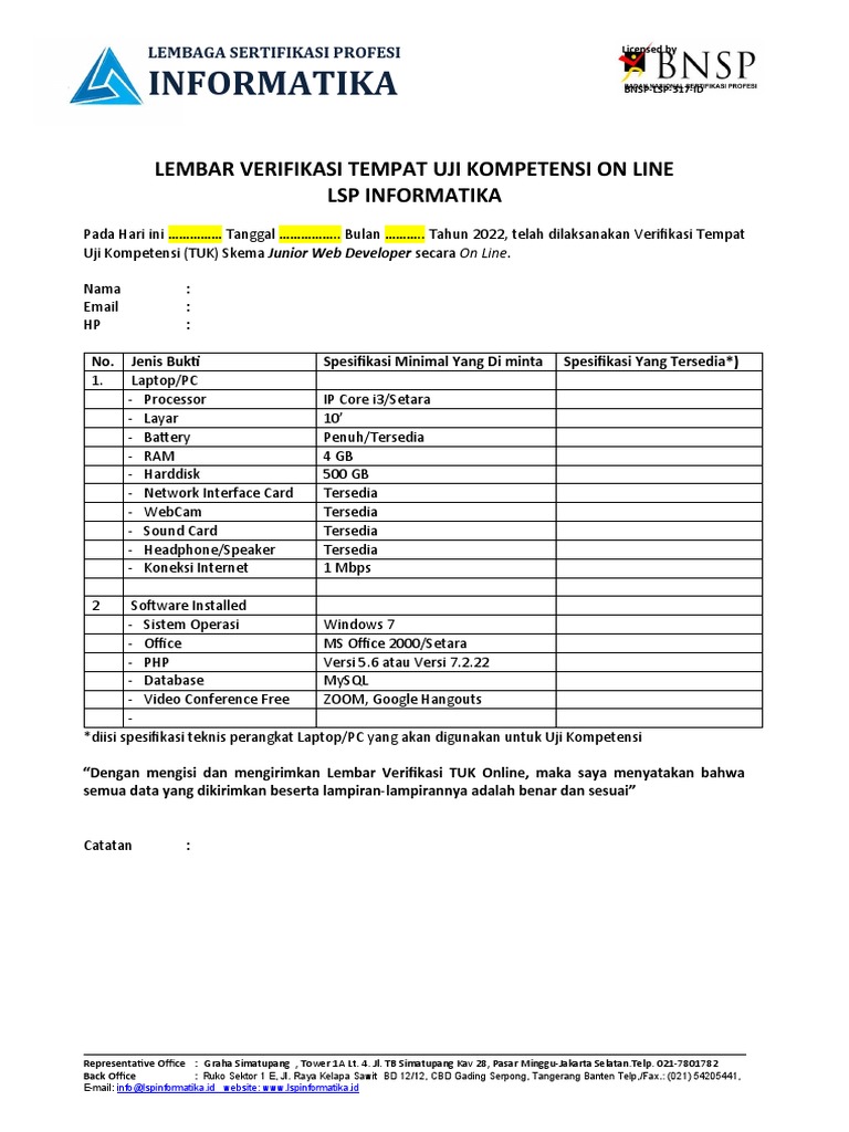 Form Verifikasi JWD | PDF