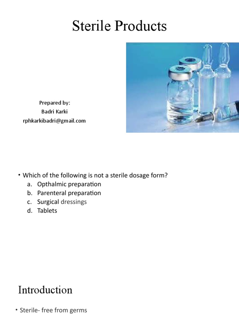Sterile Products | PDF | Wound | Chemical Substances