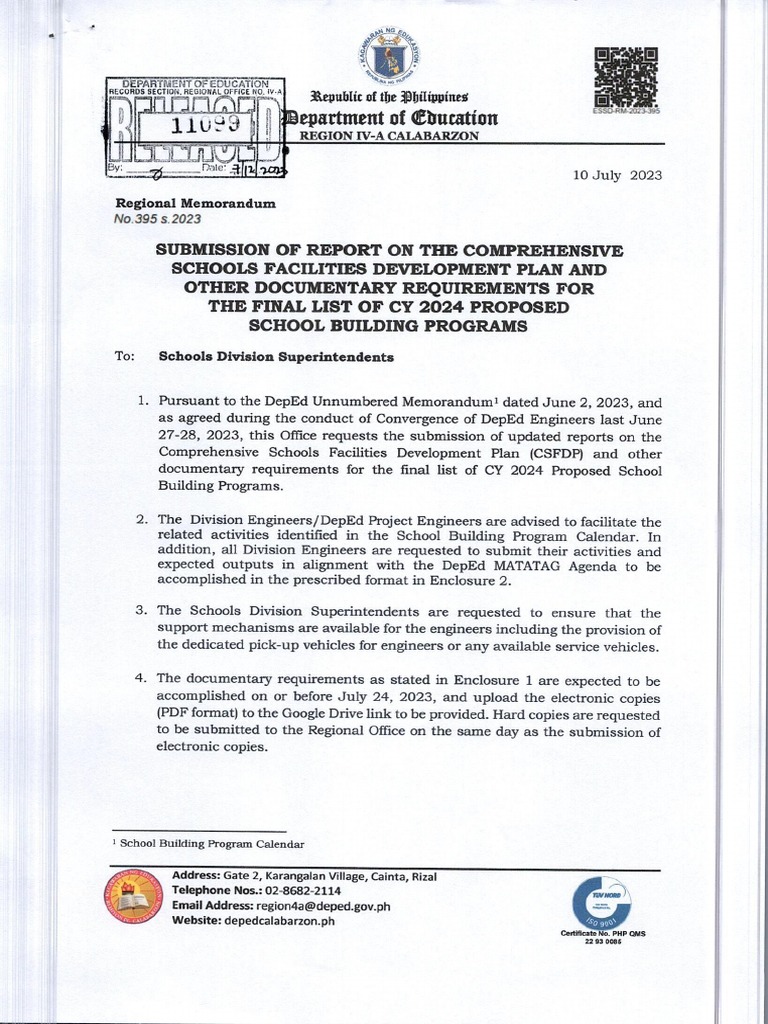 Regional Memorandum 2023 395 0001 | PDF