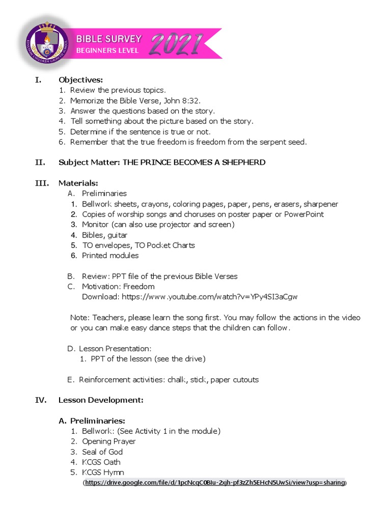 LP - Beginners Lesson 13 - The Prince Becomes A Shepherd | PDF | Moses ...