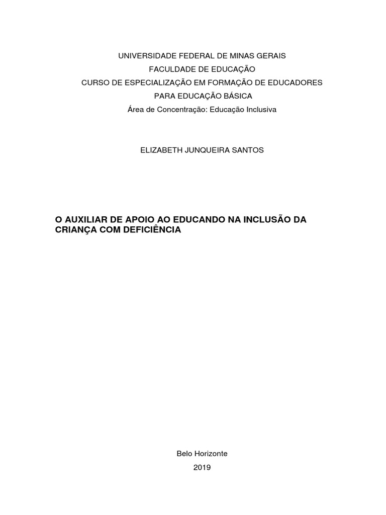 TCC - Completo Revisado | PDF | Educação Especial | Inclusão (Educação)